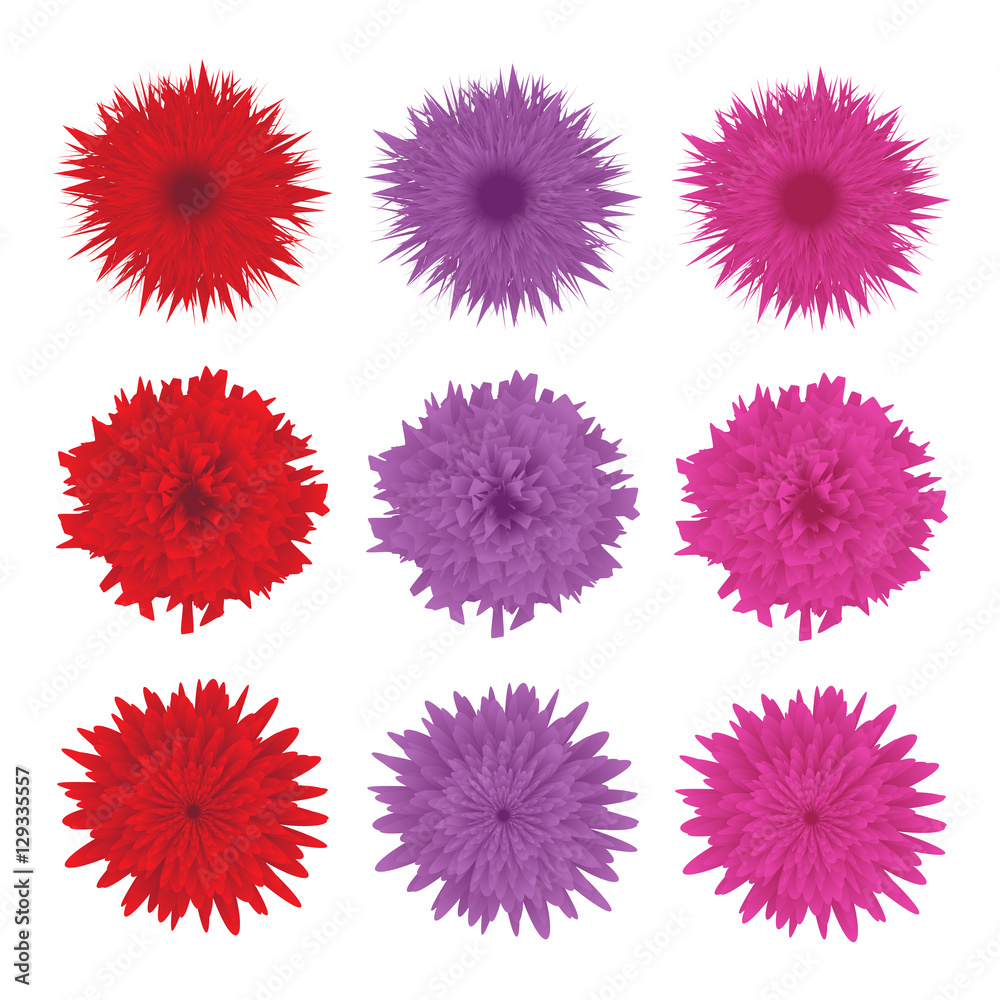 nine flowers set Stock Vector | Adobe Stock