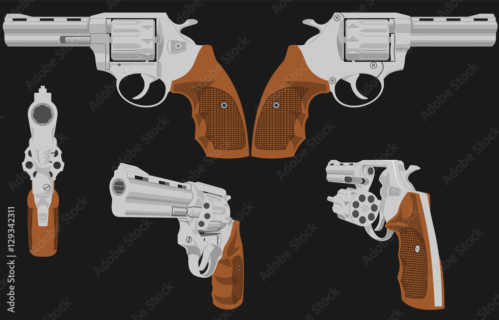The image of a revolver in five positions The first figure is possible ...