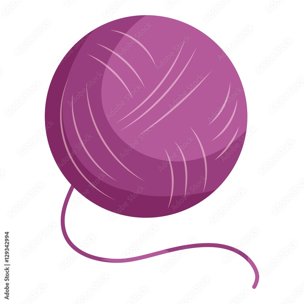 Purple yarn ball icon. Cartoon illustration of purple yarn ball vector ...