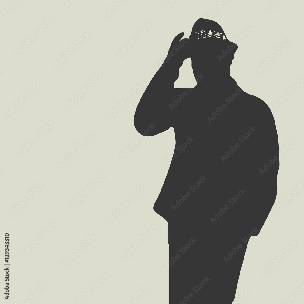 Man in hat, vector isolated silhouette Stock Vector | Adobe Stock