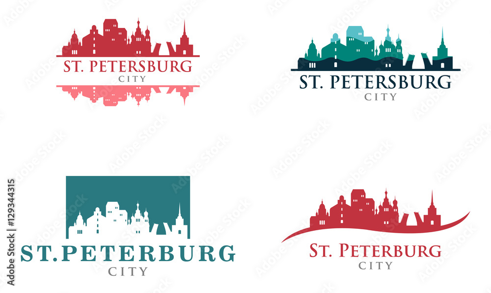 St. Petersburg City Skyline Landscape Logo Illustration Stock Vector ...