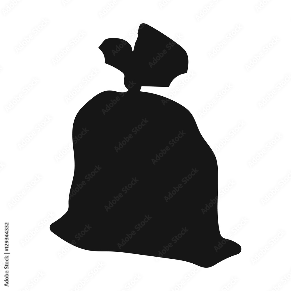 Garbage bag icon in black style isolated on white background. Trash and ...