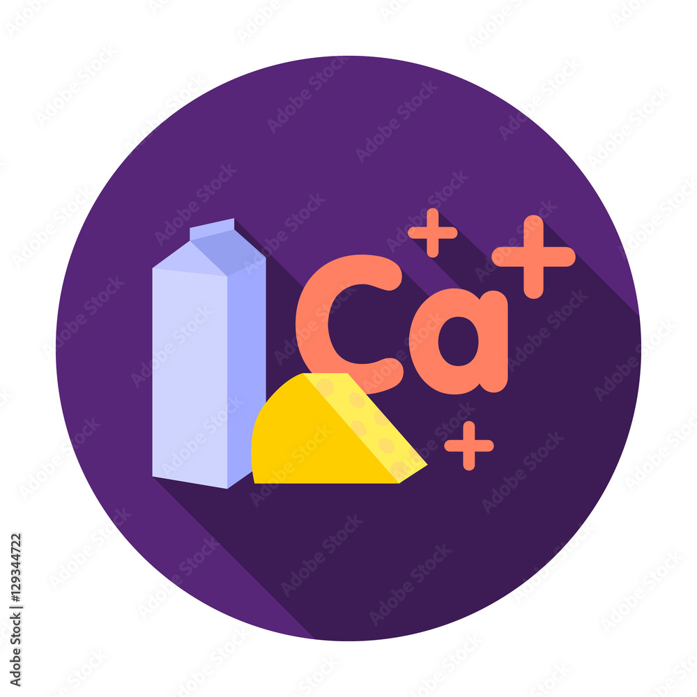 Sources of Calcium icon in flat style isolated on white background ...