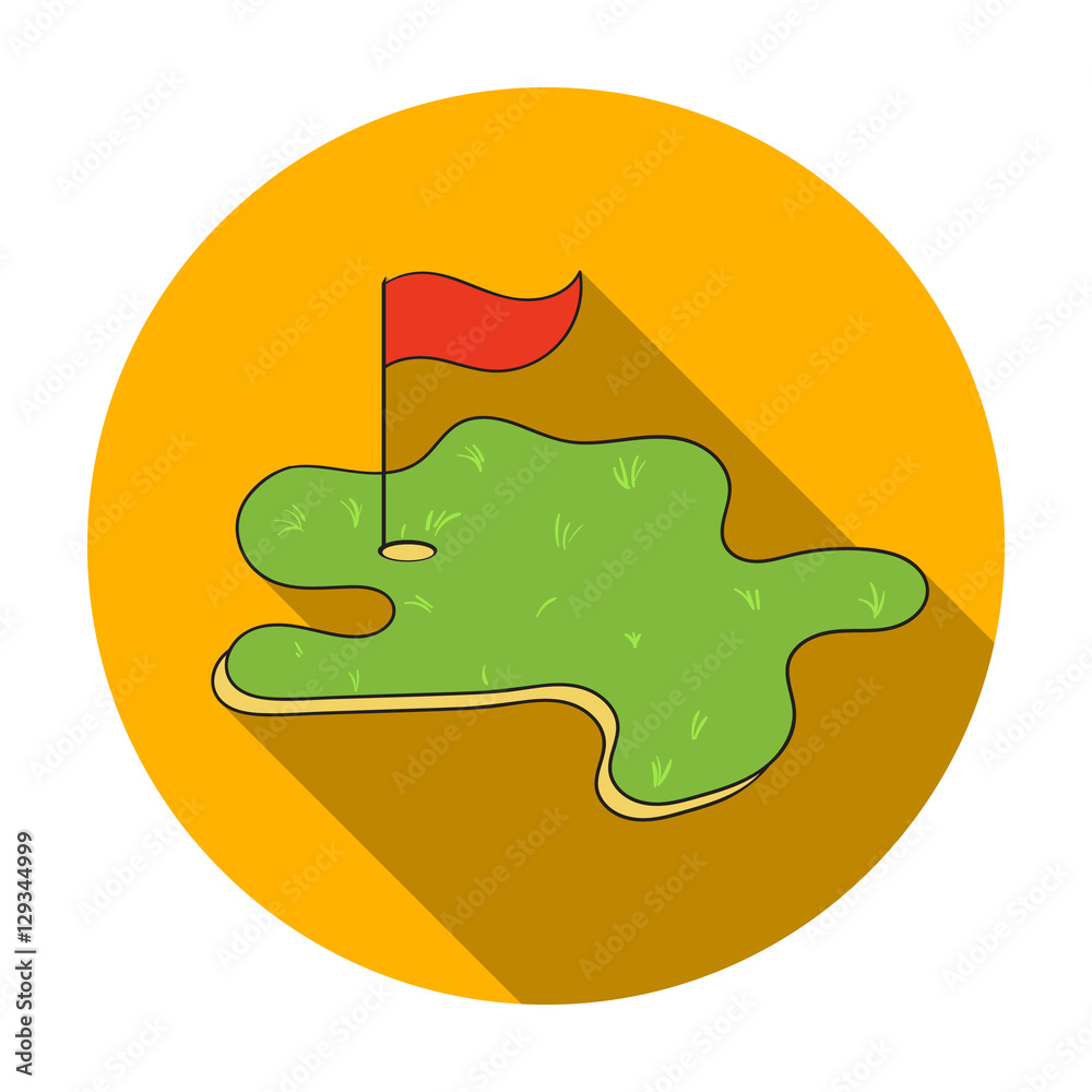Golf course icon in flat style isolated on white background. Golf club ...