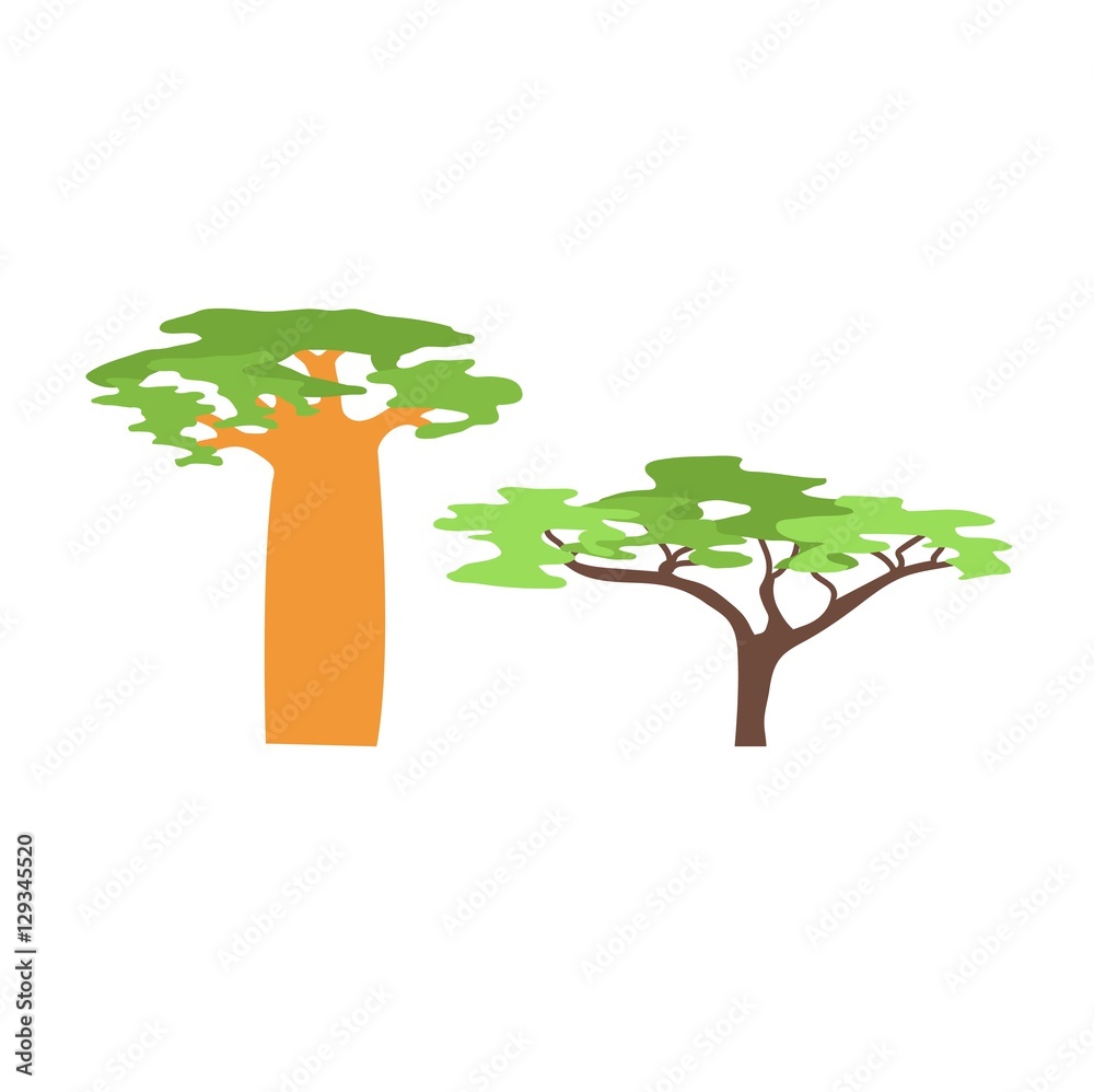 Baobab tree isolated on white vector illustration. Stock Vector | Adobe ...