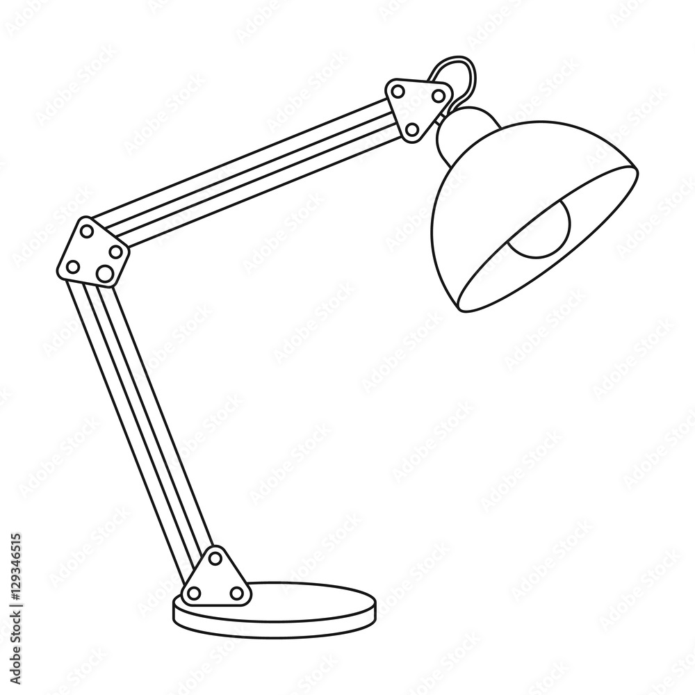 Balanced-arm lamp icon in outline style isolated on white background ...