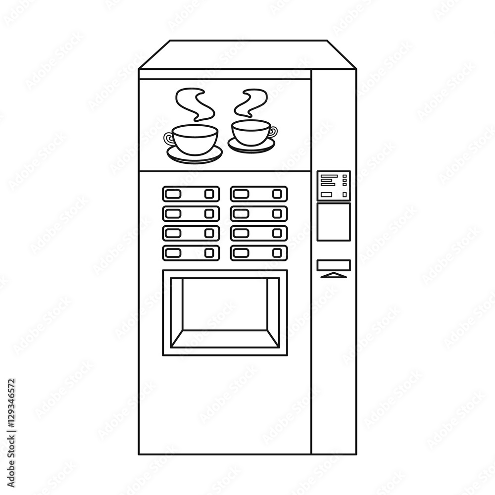 Office coffee vending machine icon in outline style isolated on white ...