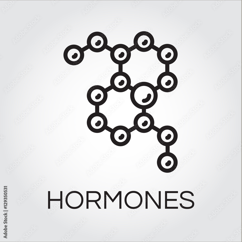 Symbol of hormones chain in abstract linear style. Black icon vector de ...