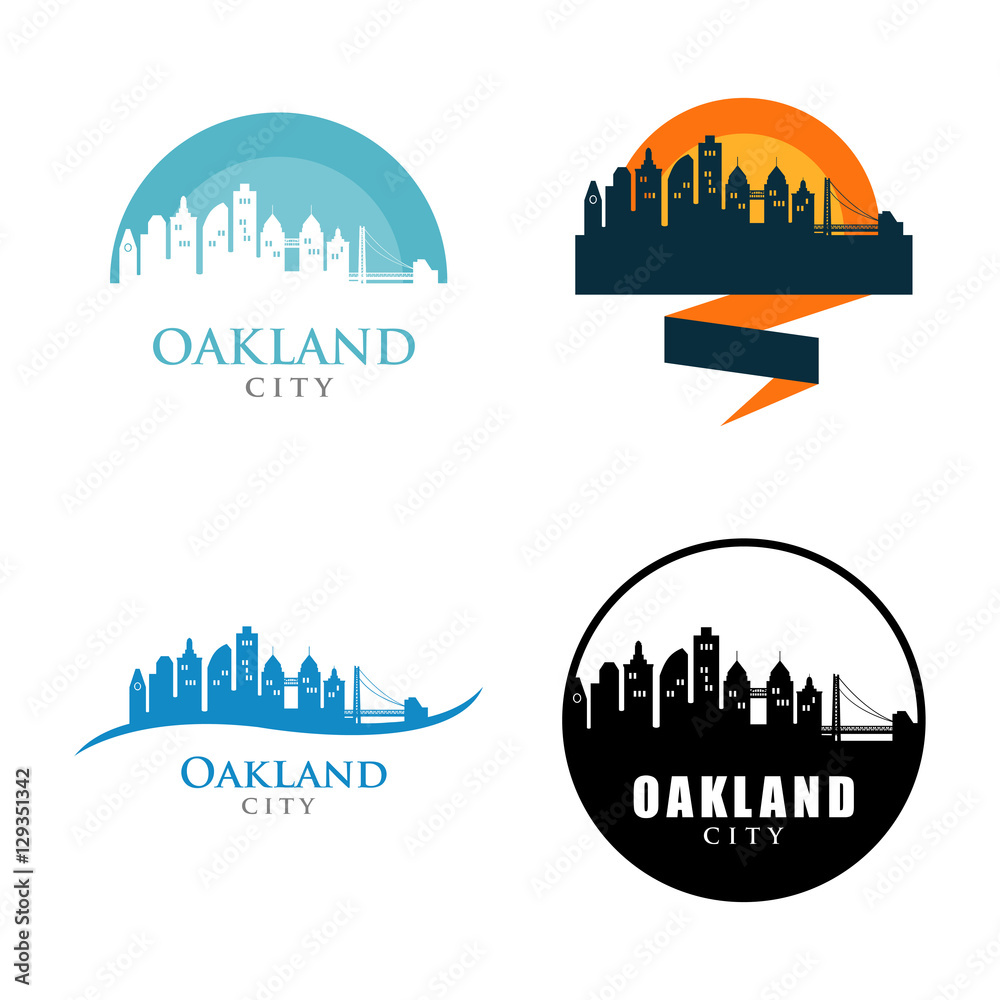 Oakland City Skyline Landscape Logo Symbol Set vector de Stock | Adobe ...