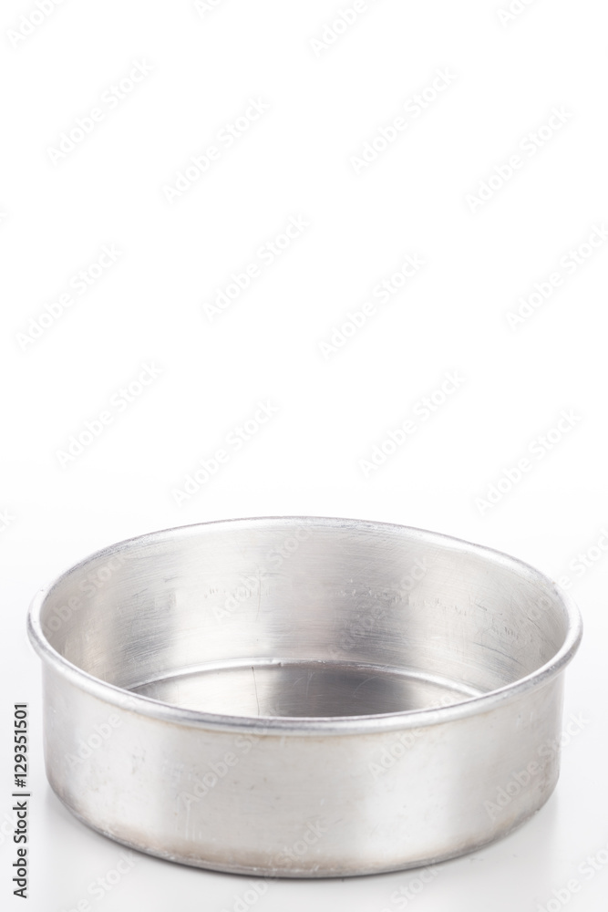 Metal pan for baking and cooking on white background. Stock Photo ...