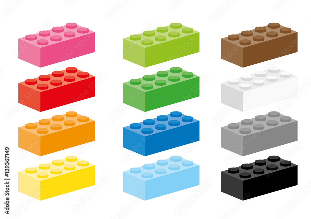 Twelve creative building block in different colors Stock-Vektorgrafik ...