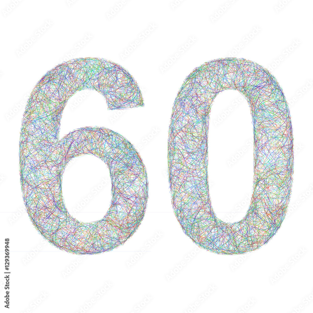 Colorful sketch anniversary design - number 60 Stock-Vektorgrafik ...