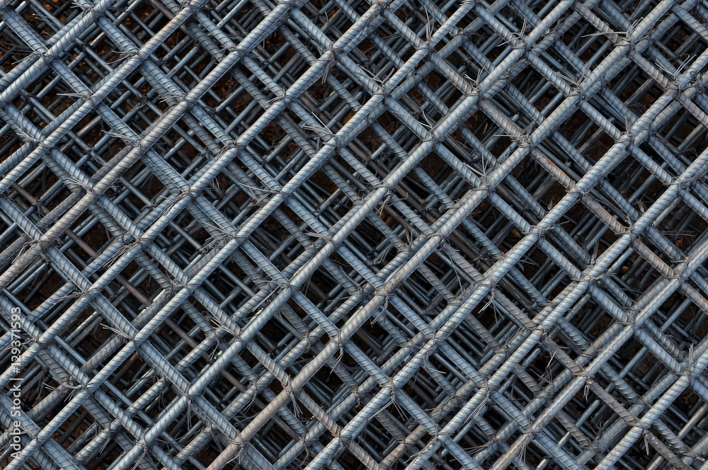 Steel bars reinforcement on construction site, Grid of Steel bar for ...