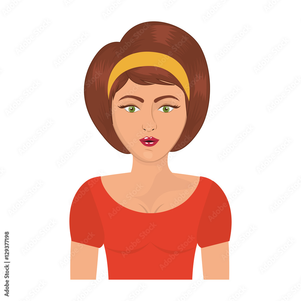 Retro woman icon. Girl vintage beautiful classic and fashion theme ...