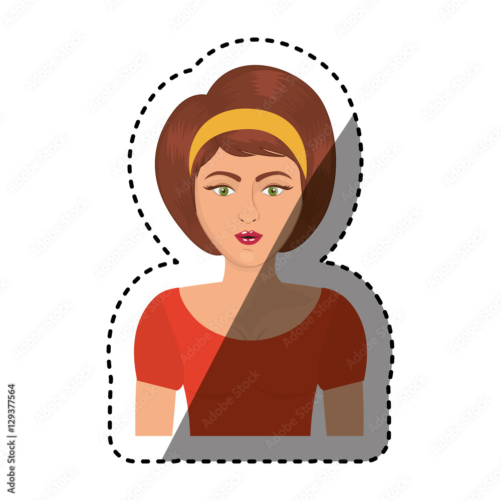 Retro woman icon. Girl vintage beautiful classic and fashion theme ...