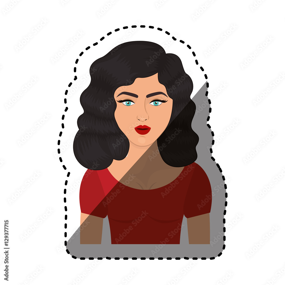 Retro woman icon. Girl vintage beautiful classic and fashion theme ...
