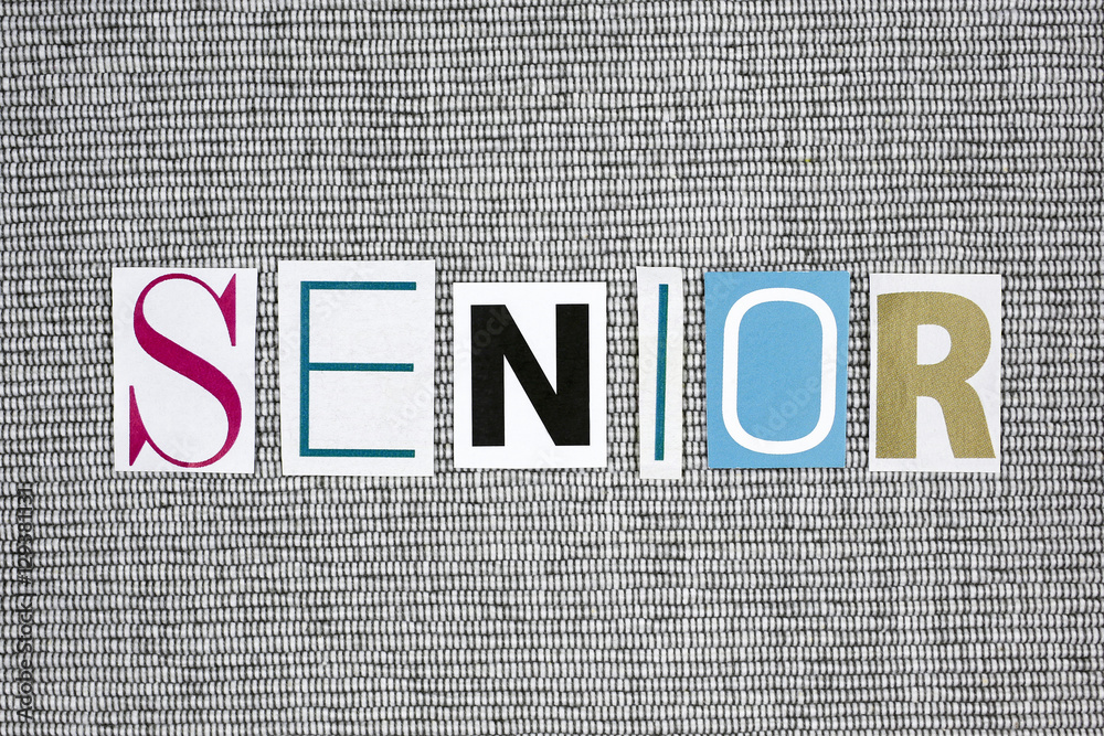 senior word on grey background Stock Photo | Adobe Stock