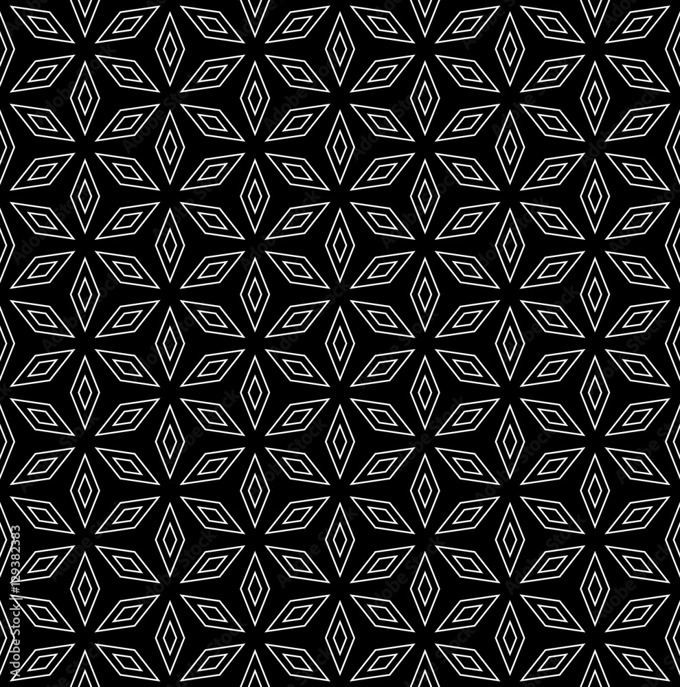 Vector monochrome seamless pattern, subtle ornamental geometric ...