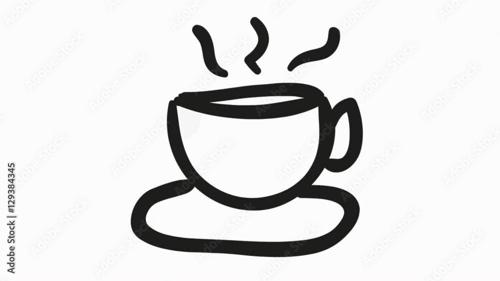 Coffee Tea cup with smoke line drawing illustration animation with ...