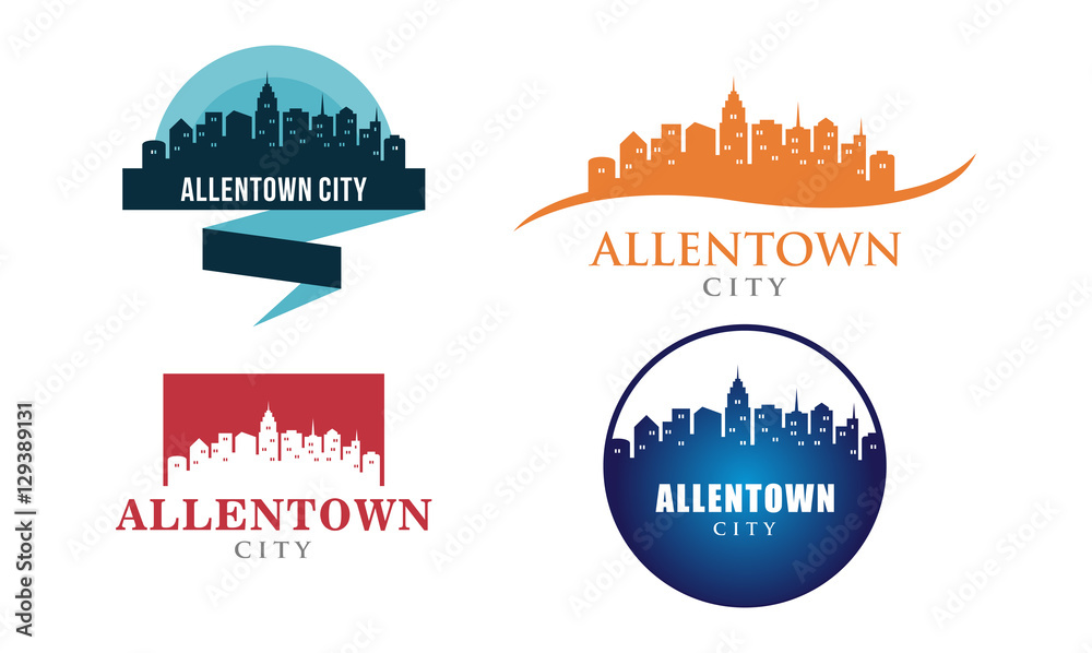 Allentown Landscape Skyline Silhouette Logo Illustration Stock Vector ...