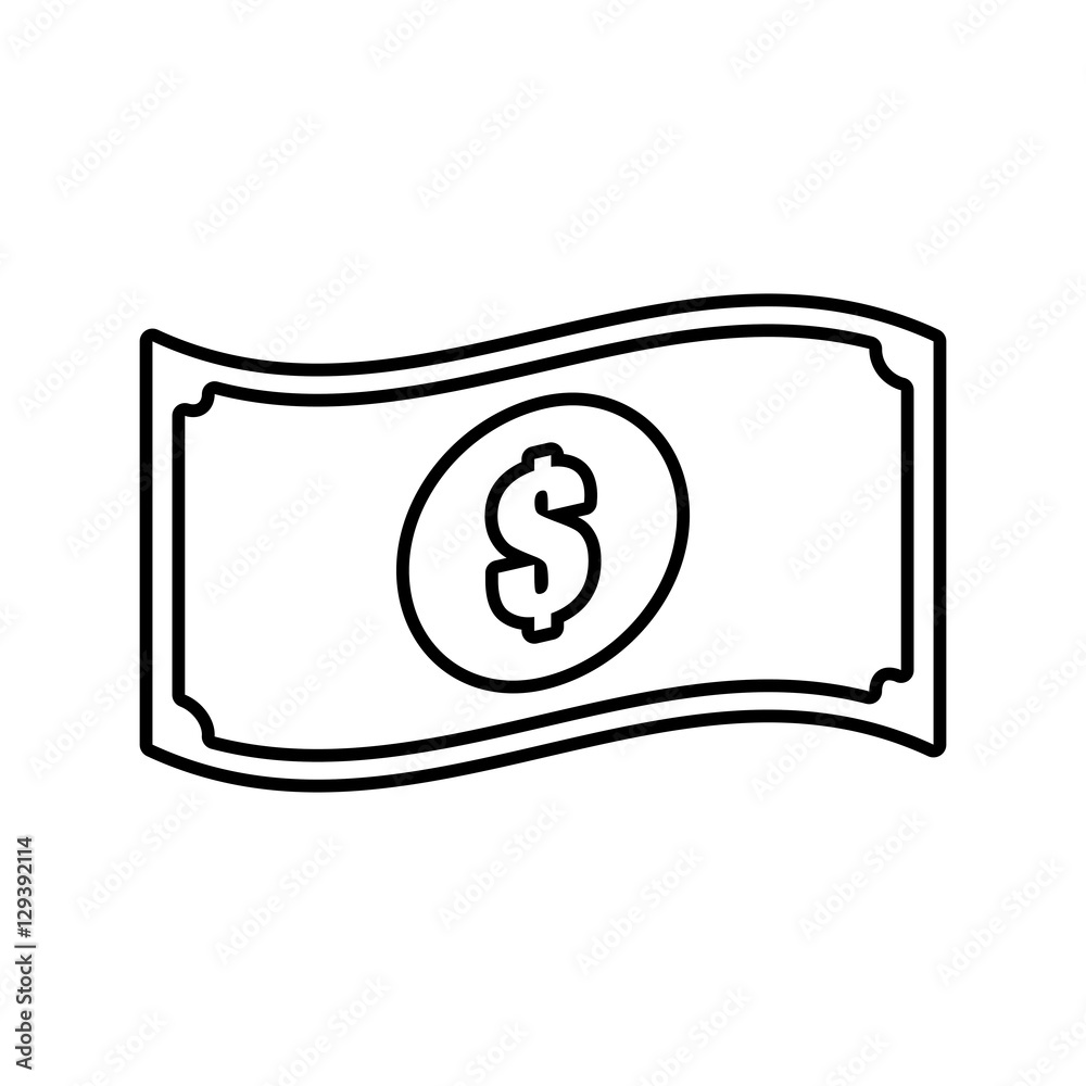 american dollar money bill outline vector illustration eps 10 Stock ...