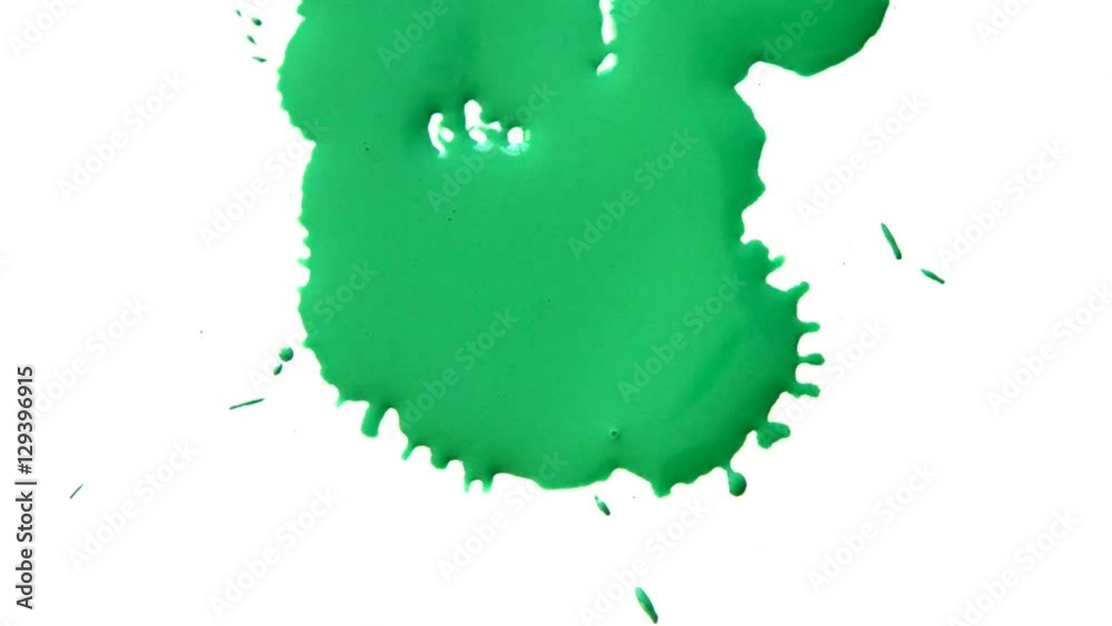 Video „Dripping green colored drops on white background. Drops colors ...
