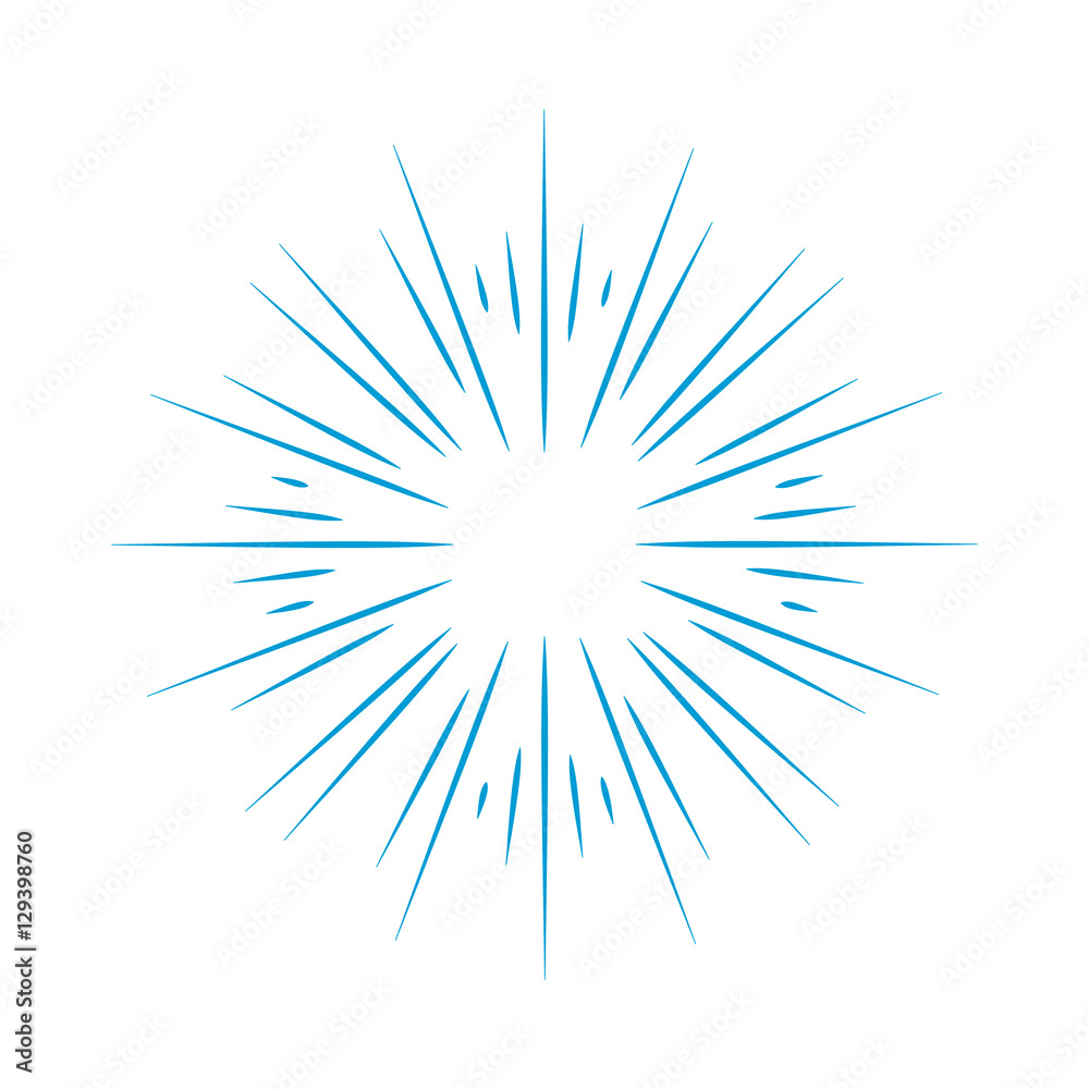 Rays radiating from a center. Linear drawing of rays of the sun. Design ...
