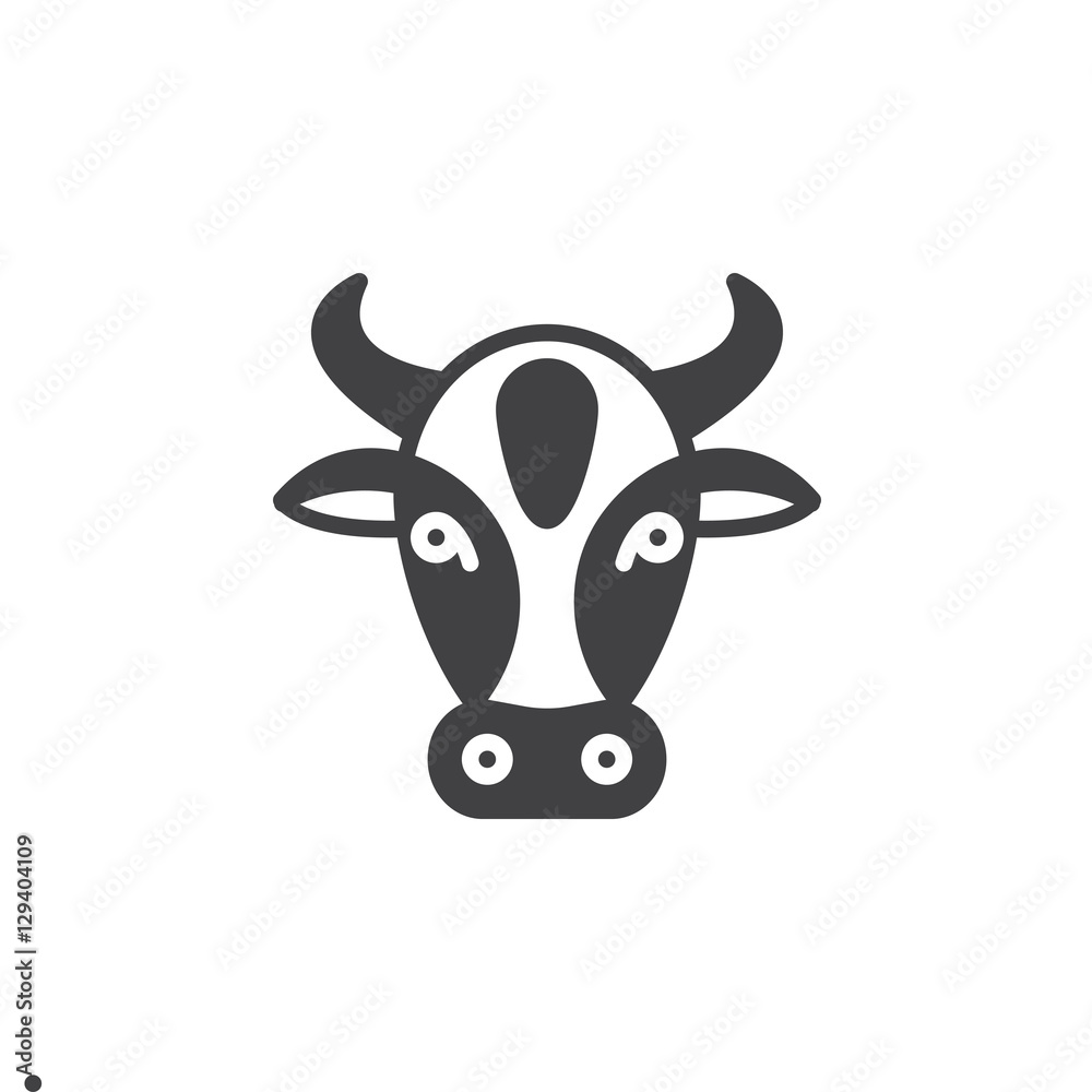 Cow head icon vector, filled flat sign, solid pictogram isolated on ...