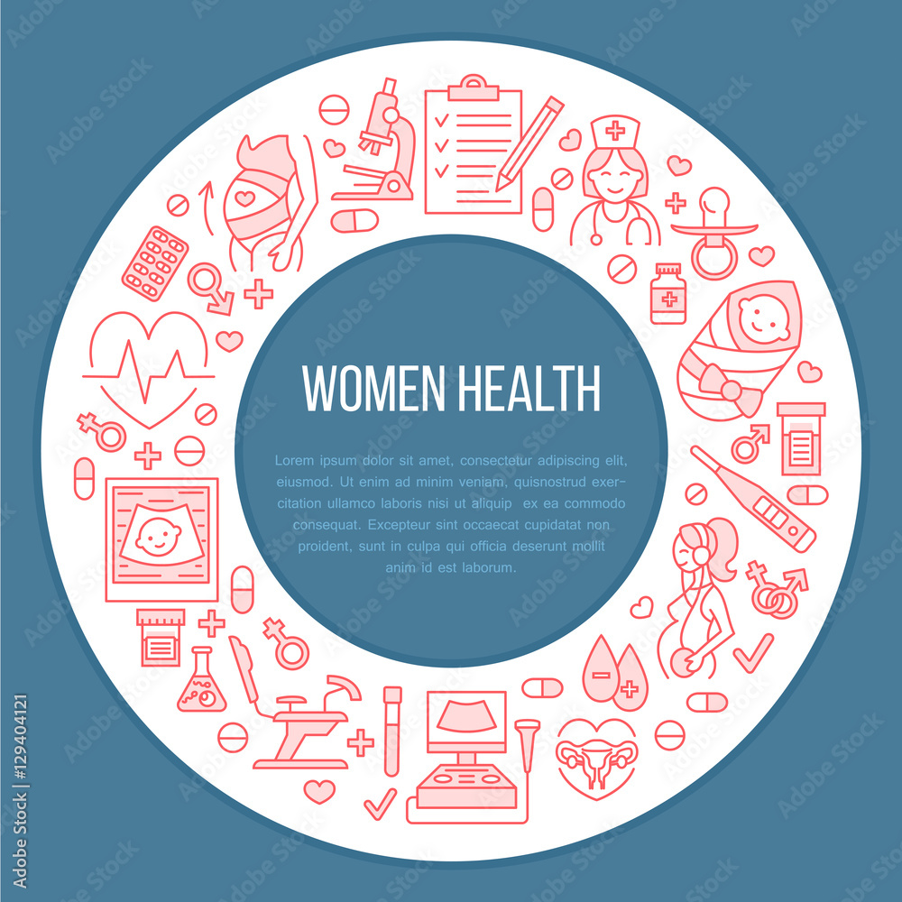 Medical poster template. Vector line illustration of pregnancy planning ...
