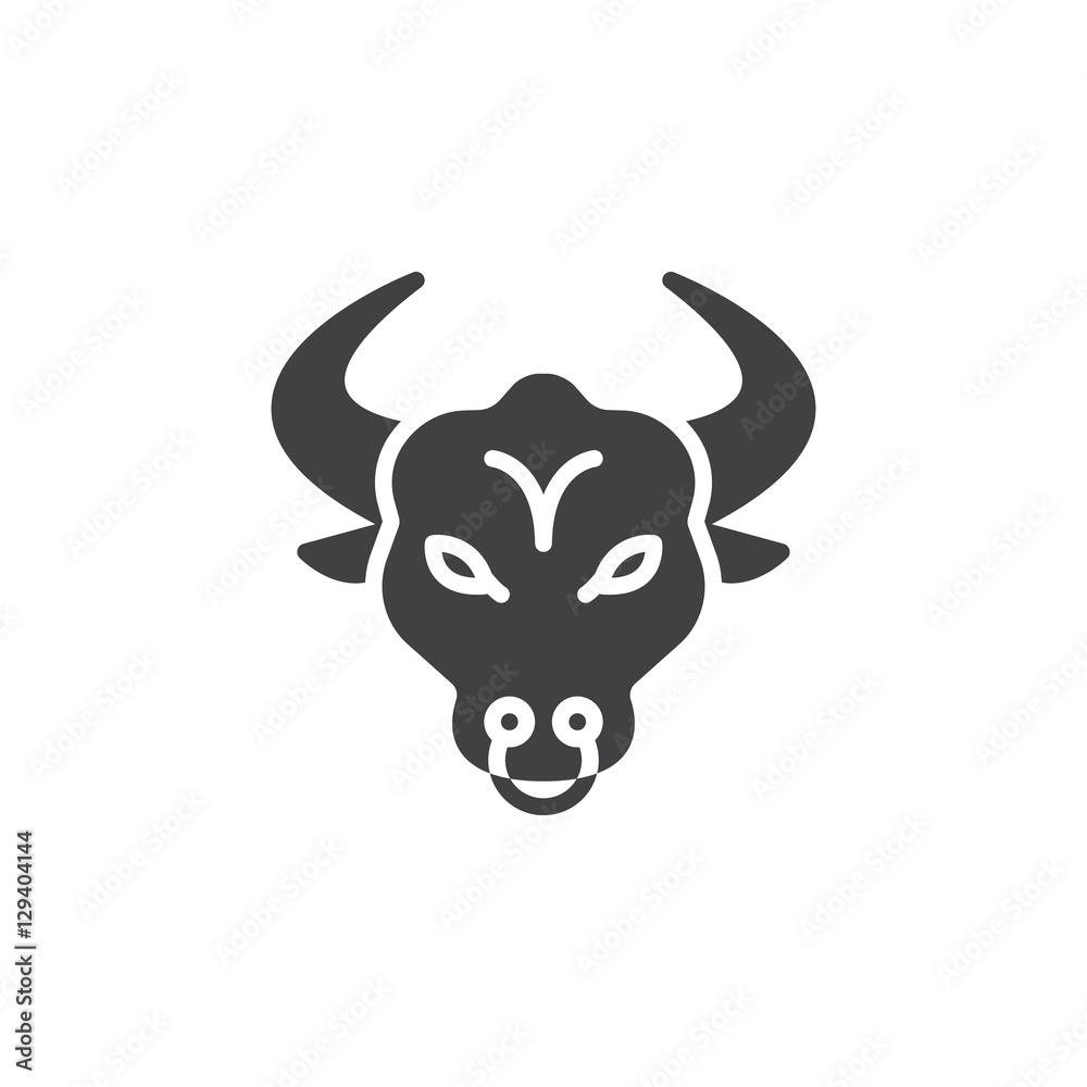Bull head icon vector, filled flat sign, solid pictogram isolated on ...