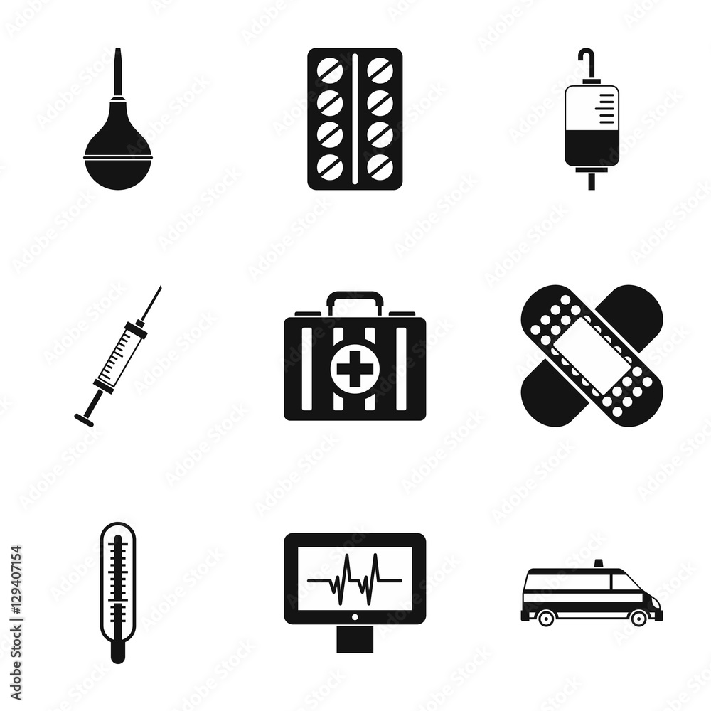 Treatment icons set. Simple illustration of 9 treatment vector icons ...