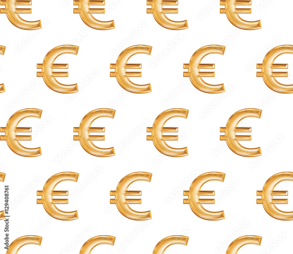 Seamless pattern with gold symbol euro on white background. Stock ...