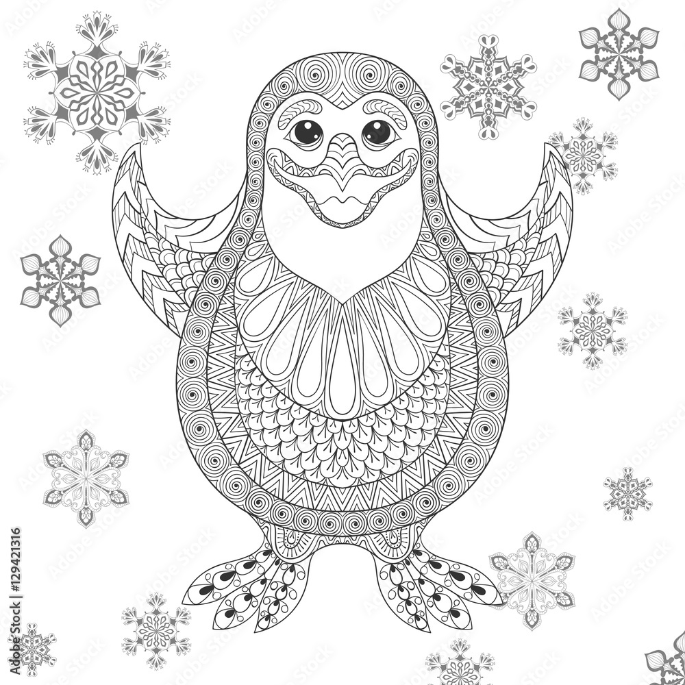 Zentangle stylized Penguin. Vector the cheerful bird illustrati Stock ...