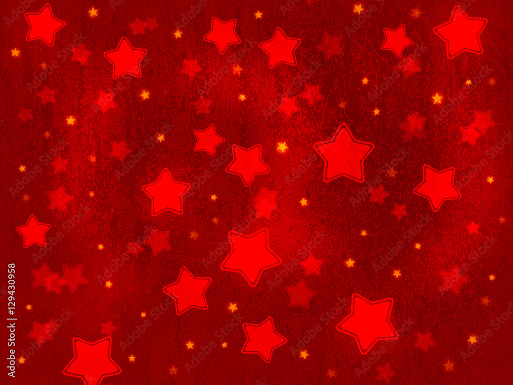 Christmas party background from red stars.Textured digital illustration ...