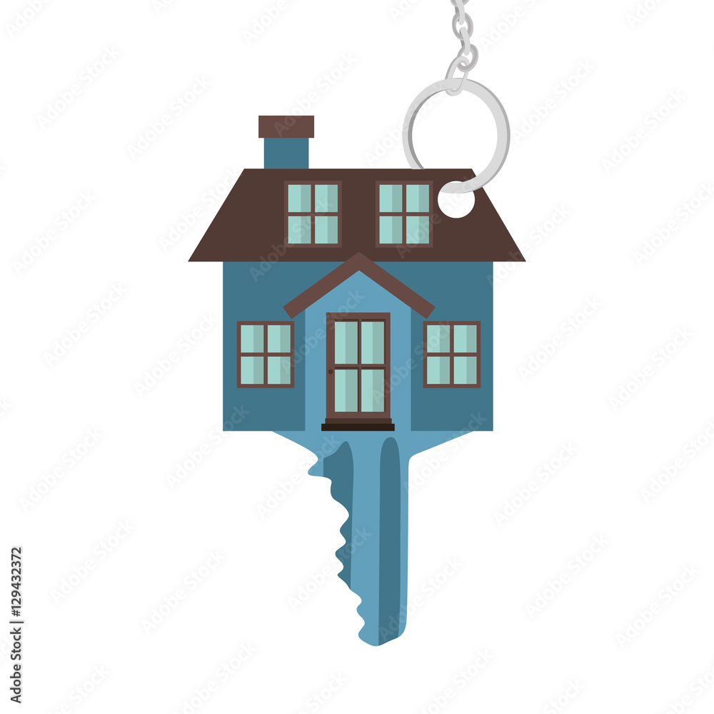 silhouette key blue color with shape house vector illustration Stock ...