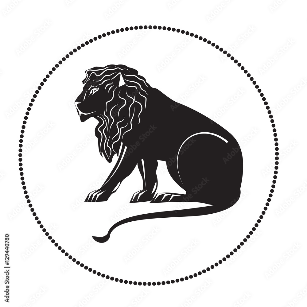 Leo black-white silhouette isolated vector Stock Vector | Adobe Stock