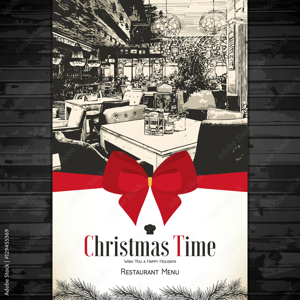 Christmas Holidays restaurant menu design. Vector menu brochure ...