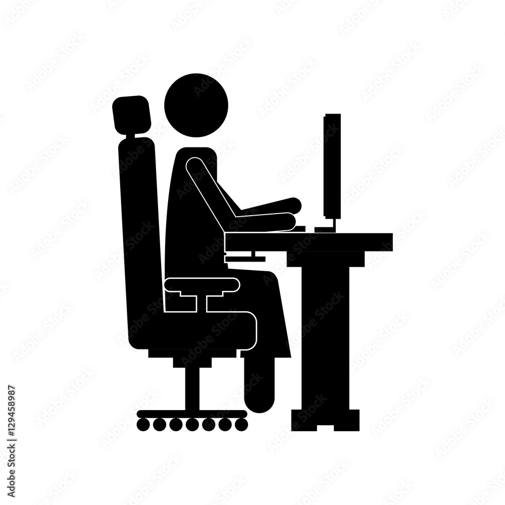 monochrome silhouette with manager in office vector illustration Stock ...