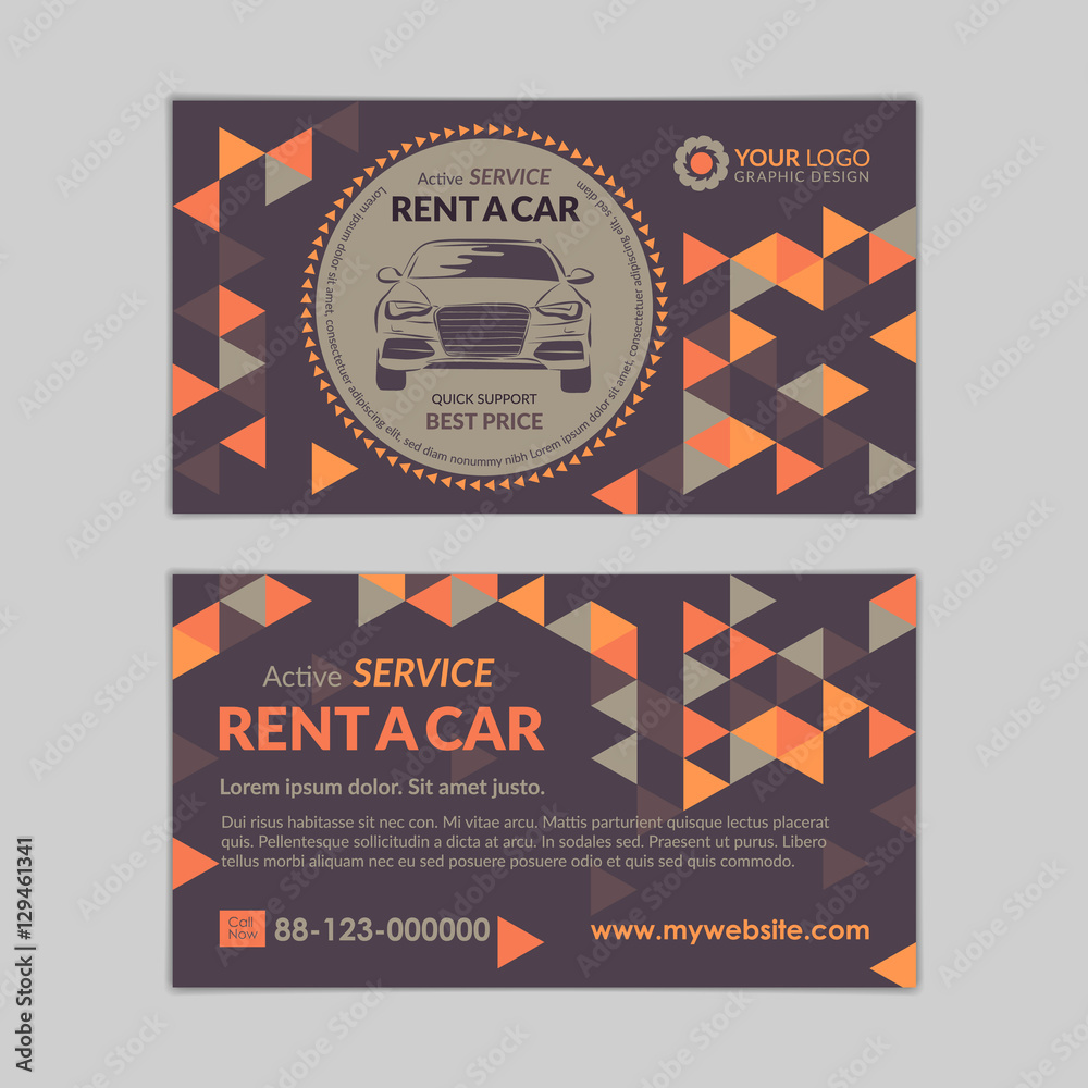 Rent a car business card template with abstract geometry pattern ...