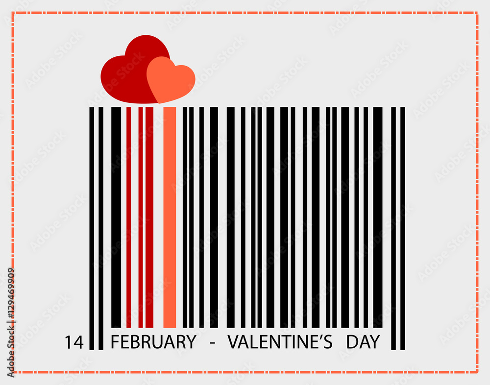 Barcode label Valentine Stock Vector | Adobe Stock
