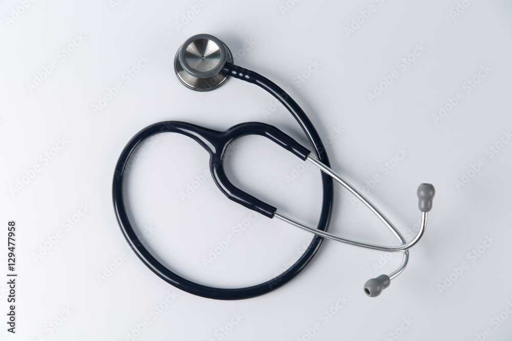Stethoscope close up view. Stethoscope with reflection. Stethoscope ...