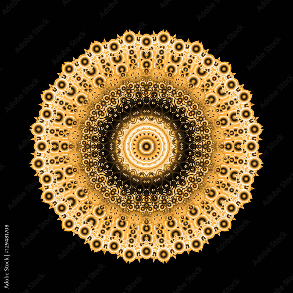 mandala gold. Decorative round ornament. Anti-stress mandala. golden ...