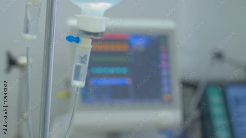 Screen displays patient's condition in ICU, intensive care unit: pulse ...