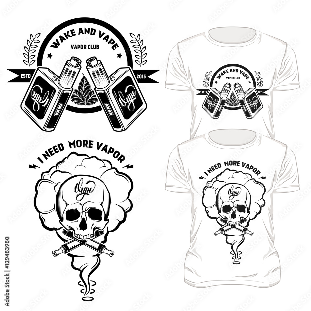 Vetor de Vape T-Shirt Designs Set do Stock | Adobe Stock