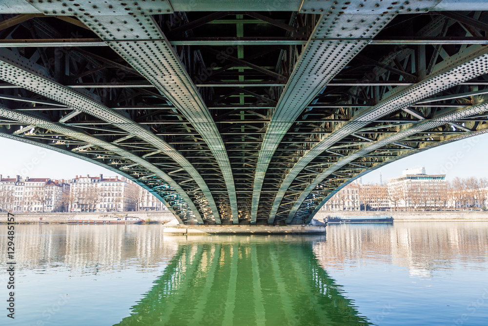 Under a bridge with a river Stock Photo | Adobe Stock