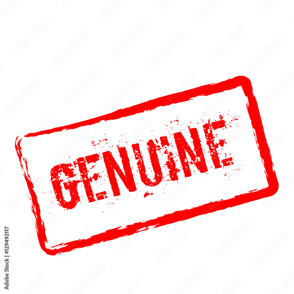 Genuine red rubber stamp isolated on white background. Grunge ...
