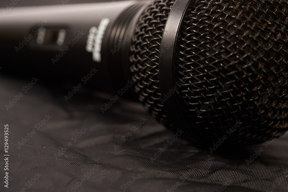 Black microphone closeup Stock Photo | Adobe Stock