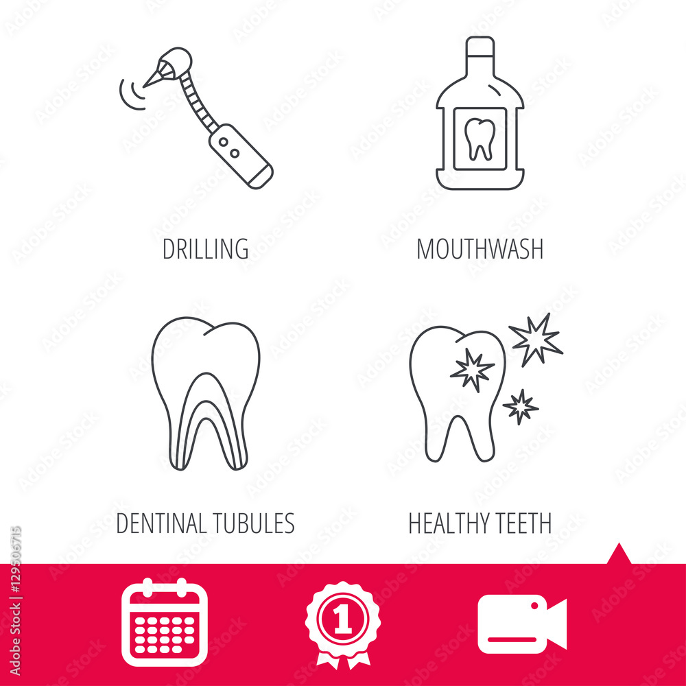 Achievement and video cam signs. Tooth, mouthwash and dentinal tubules ...