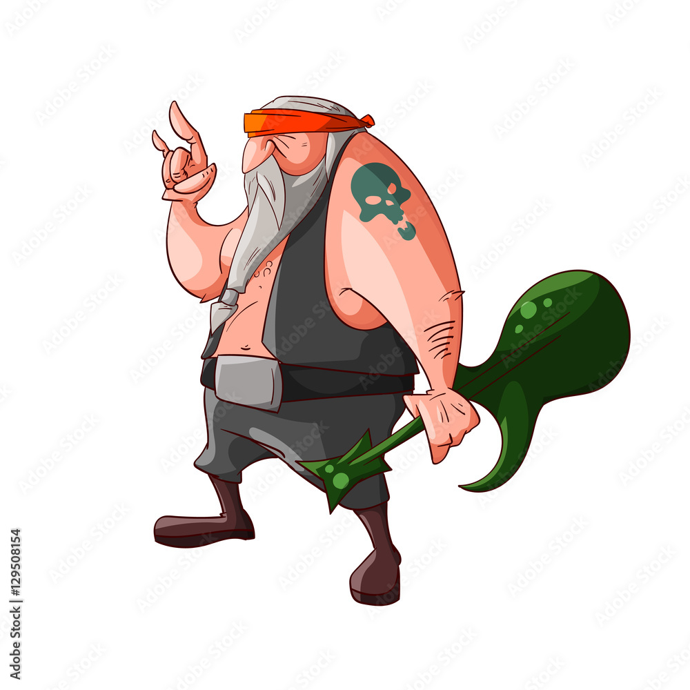 Colorufl vector illustration of a cartoon rocker, biker or gang member ...