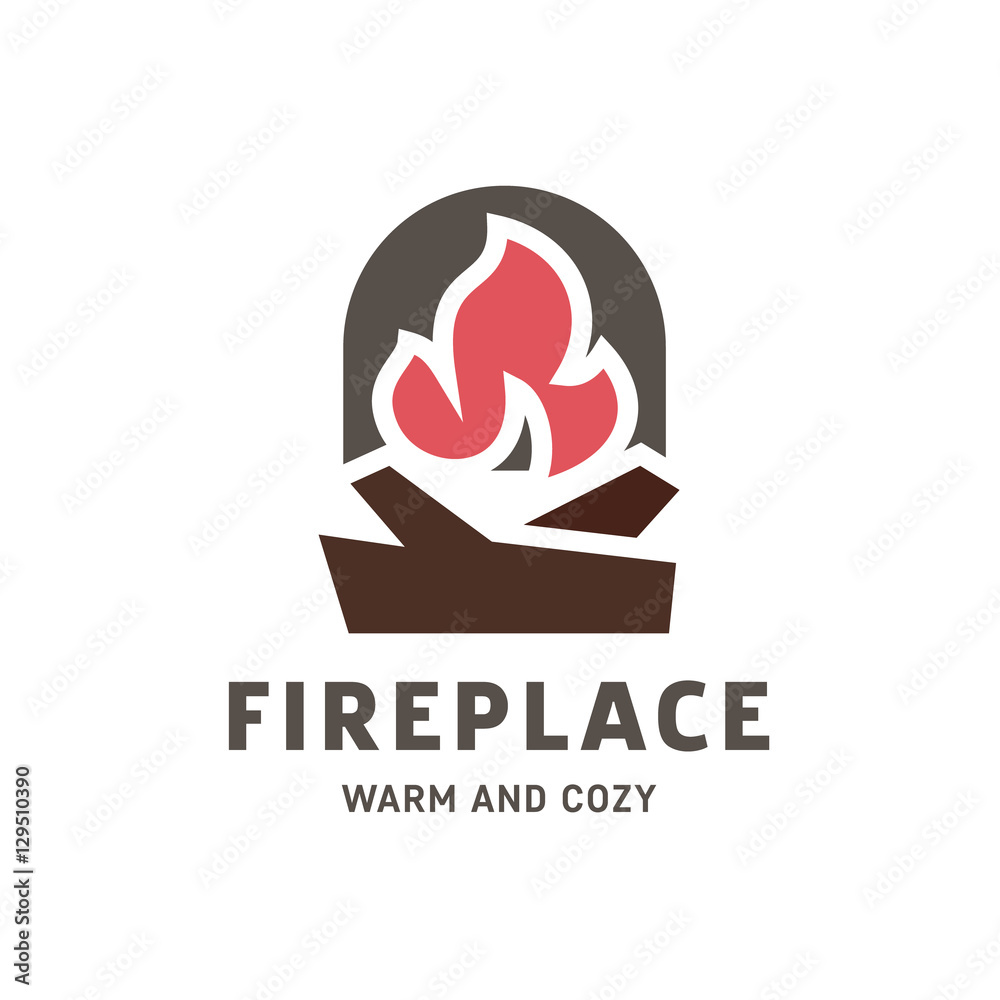 Logo fireplace vector into flat style trend Stock Vector | Adobe Stock